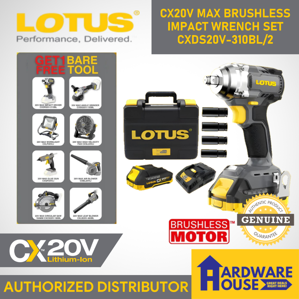 ORIGINAL LOTUS 20V Brushless Impact Wrench 1/2" Drive Set CX20V BUY ONE ...
