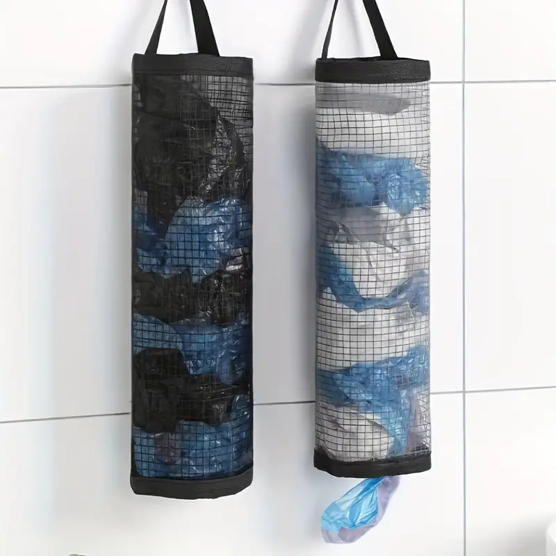 Wall-Mount Hanging Plastic Storage Organizer for Grocery Bags, Waste ...
