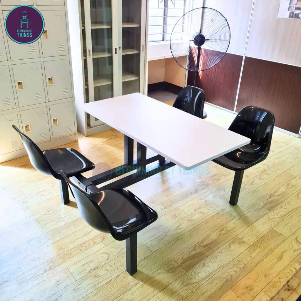 4 Seater Person Canteen Cafeteria Table Chair Set Combo Unit University ...