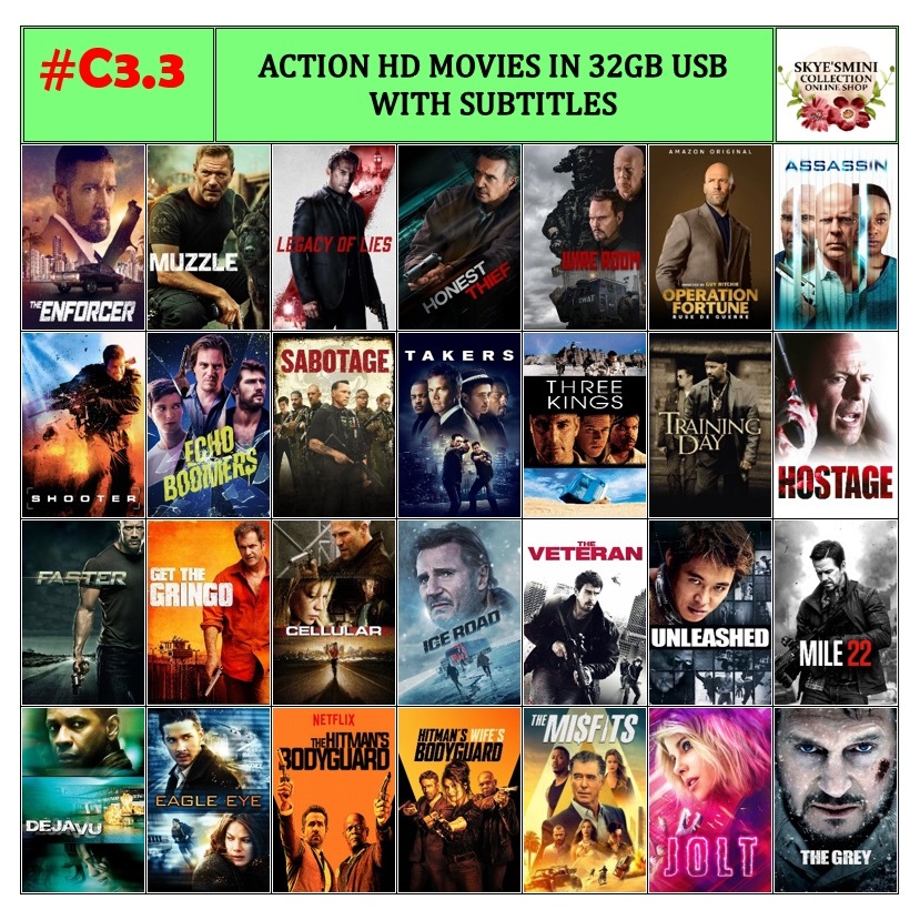 USB Flash Drive with Action Movies (Subtitles Included) C33 | Shopee ...