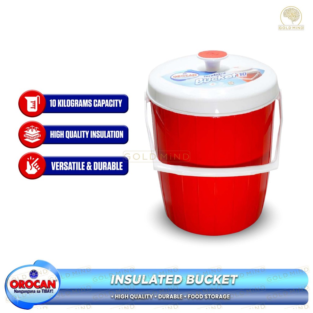 Orocan Insulated Bucket 10l. Rice / Food Ice -Gold Mind | Shopee ...