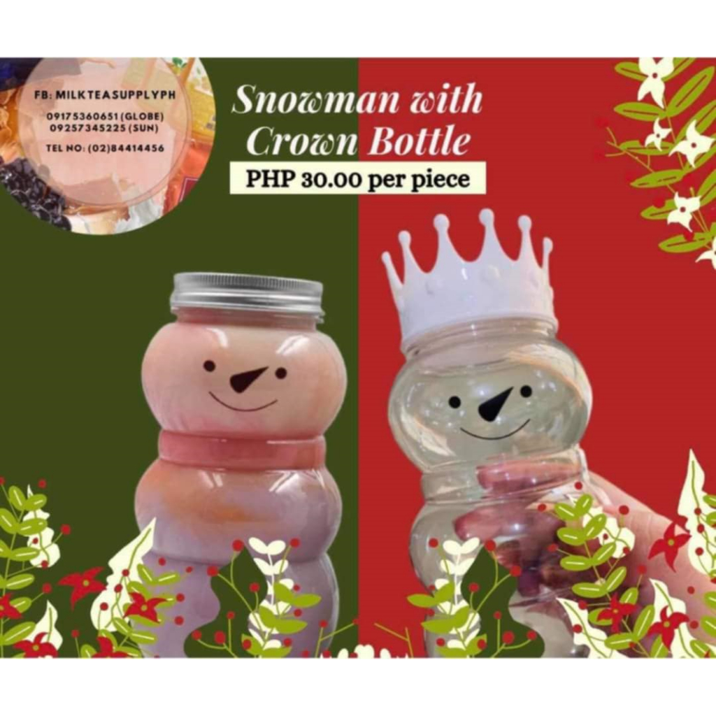 Snowman Milk Tea Bottles (Unique Bottles for Beverages) | Shopee ...