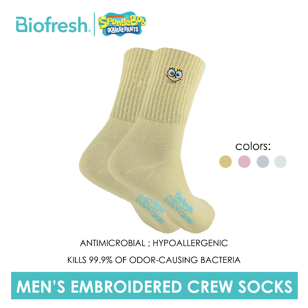 Biofresh | SpongeBob Men’s Cotton Embroidered Light Performance Crew ...