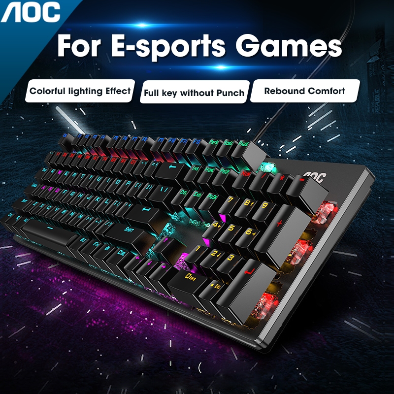 104 Keys Mechanical Keyboard 20 Light Effects RGB Gaming Keyboard Mixed ...