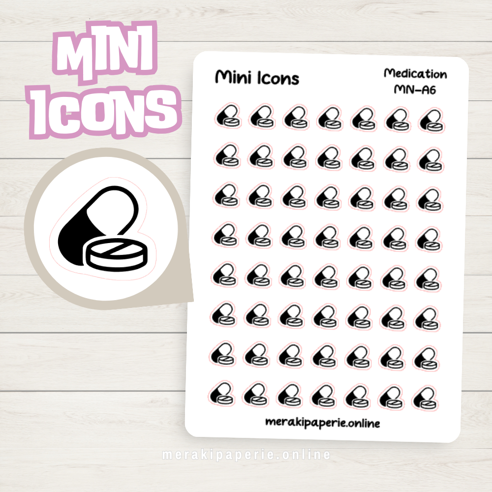 Medication Icon Sticker Sheet | Mini Icons Sticker for Journal Planner ...