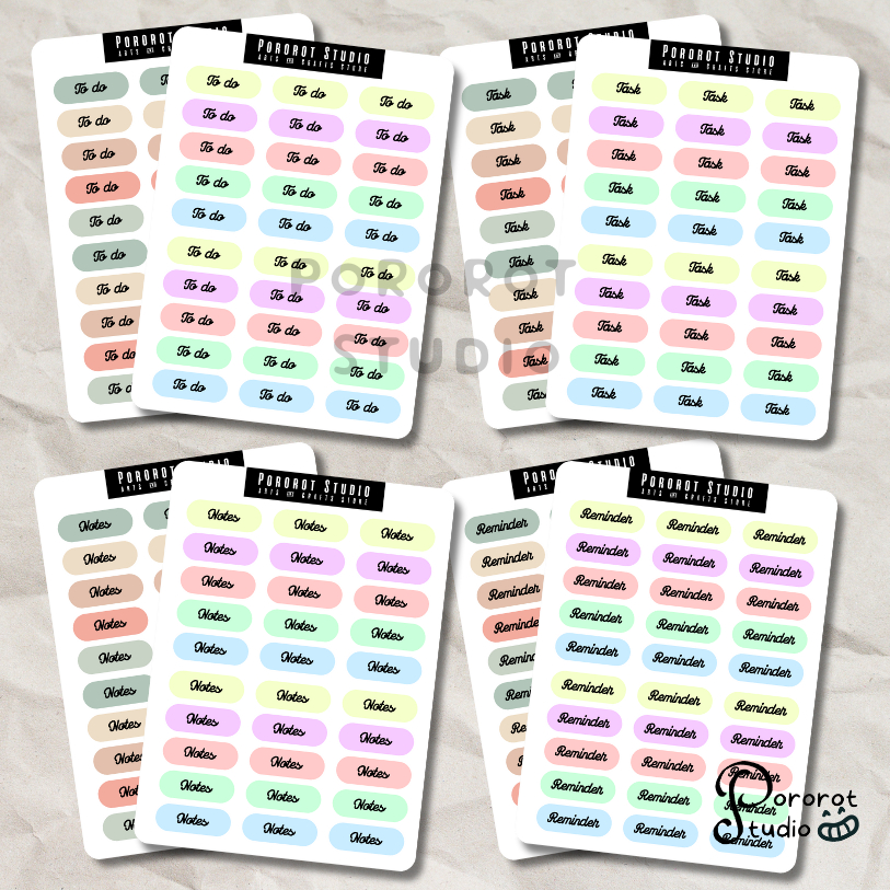 Pororot Studio I Task Reminder To do Notes Label Sticker sheet diary ...