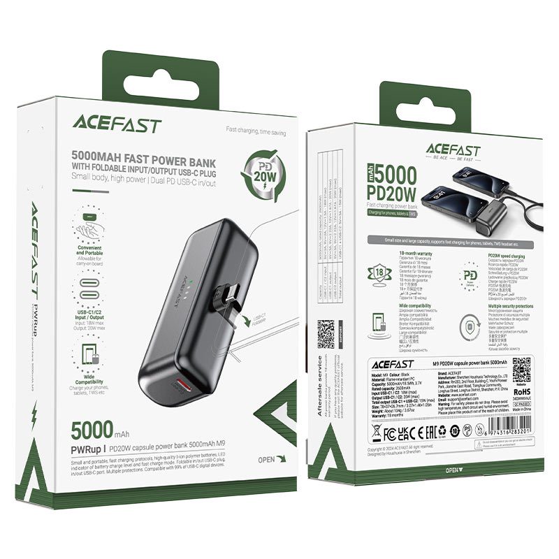 ACEFAST M9 5000 mAh PD 20W POWERBANK BLACK | Shopee Philippines