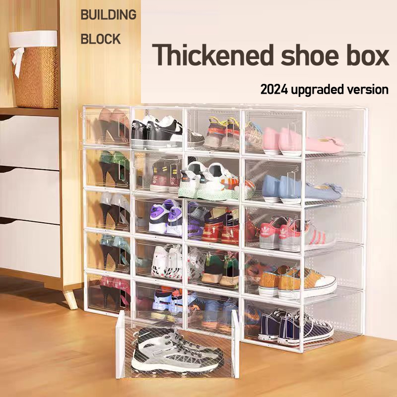 Big Size Hard Plastic Shoe Box Shoes Rack Storag Organizer Foldable ...