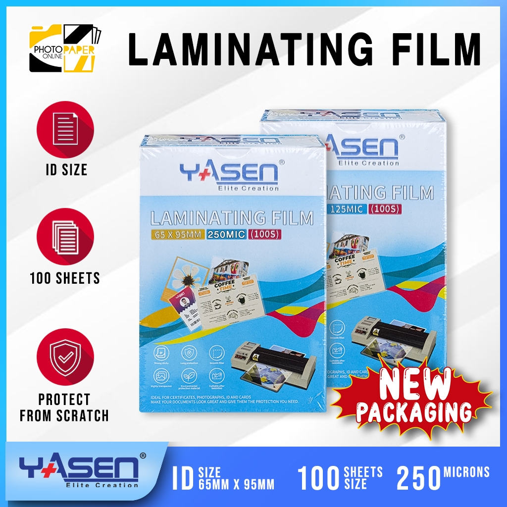 Yasen Laminating Film 65mm x 95mm 250 Microns (100 Sheets) | Shopee Philippines