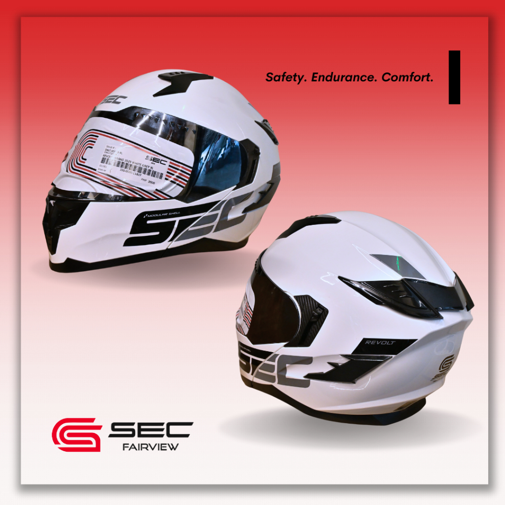SEC MODULAR HELMET REVOLT GLOSS WHITE | Shopee Philippines