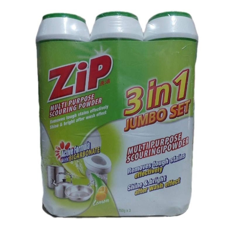 Zip Multi-Purpose Scouring Powder 3 in 1 Jumbo Set Lemon Scented 3pcs ...