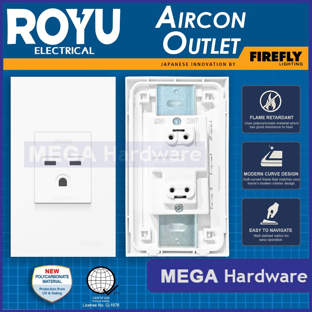 ROYU Wide Series 1 Gang Aircon Outlet Set | Shopee Philippines