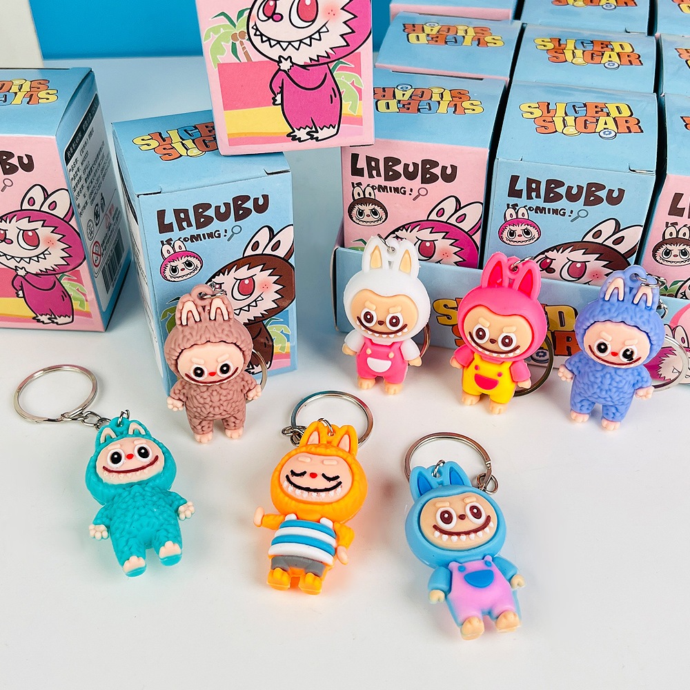 8CM Labubu Toy Keychain Labubu Bubble Mart Face Vinyl Trendy Play ...
