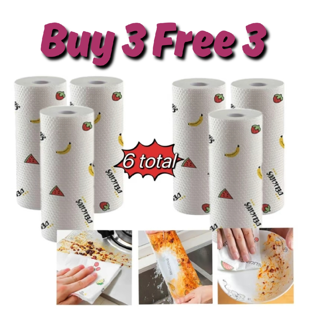 (Buy 3 Free 3)Disposable Clean Rag Paper Kitchen Oil Absorbent Paper ...