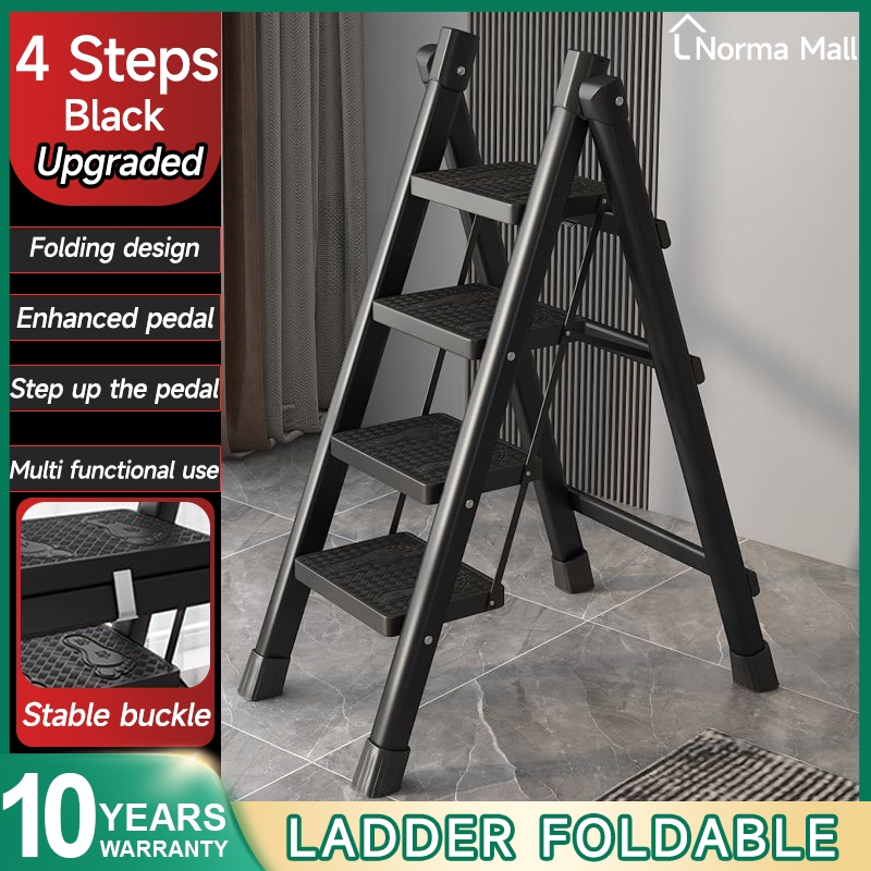 Norma 3/4 Steps Ladder Foldable Carbon Steel Ladder Sturdy Anti-slip ...