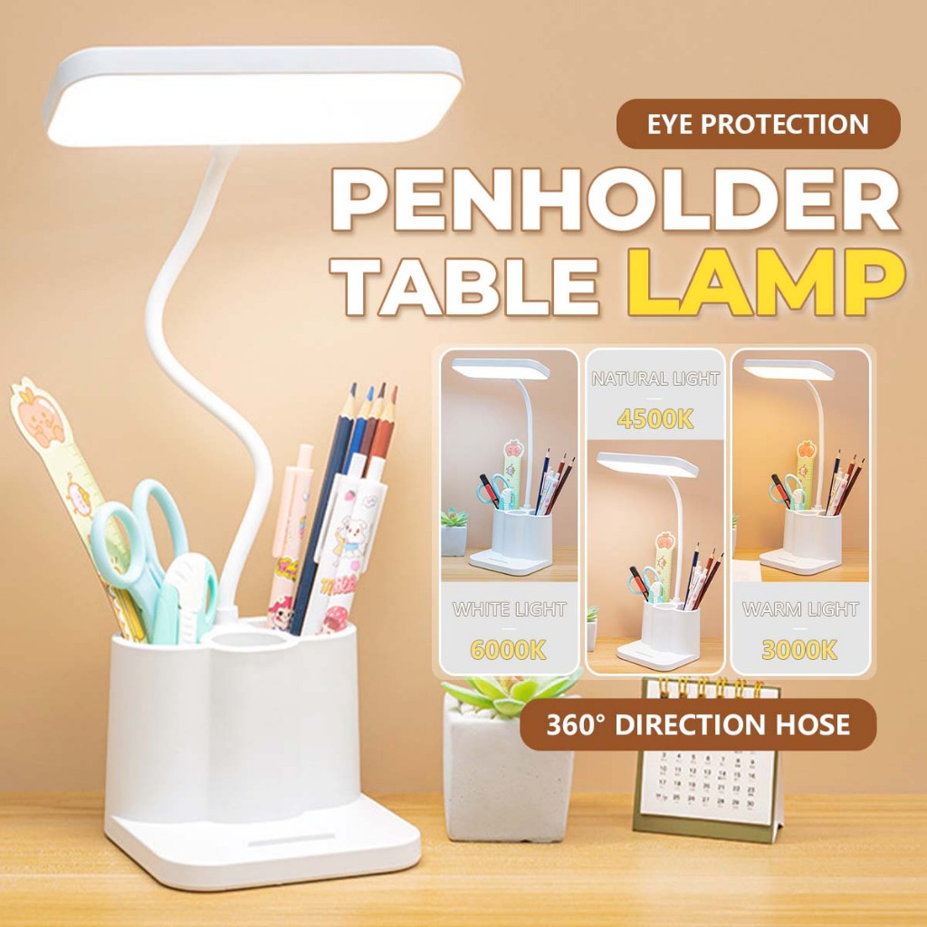 LED Rechargeable Desk Lamp Shade Study Light For Bedroom Flexible Dim ...