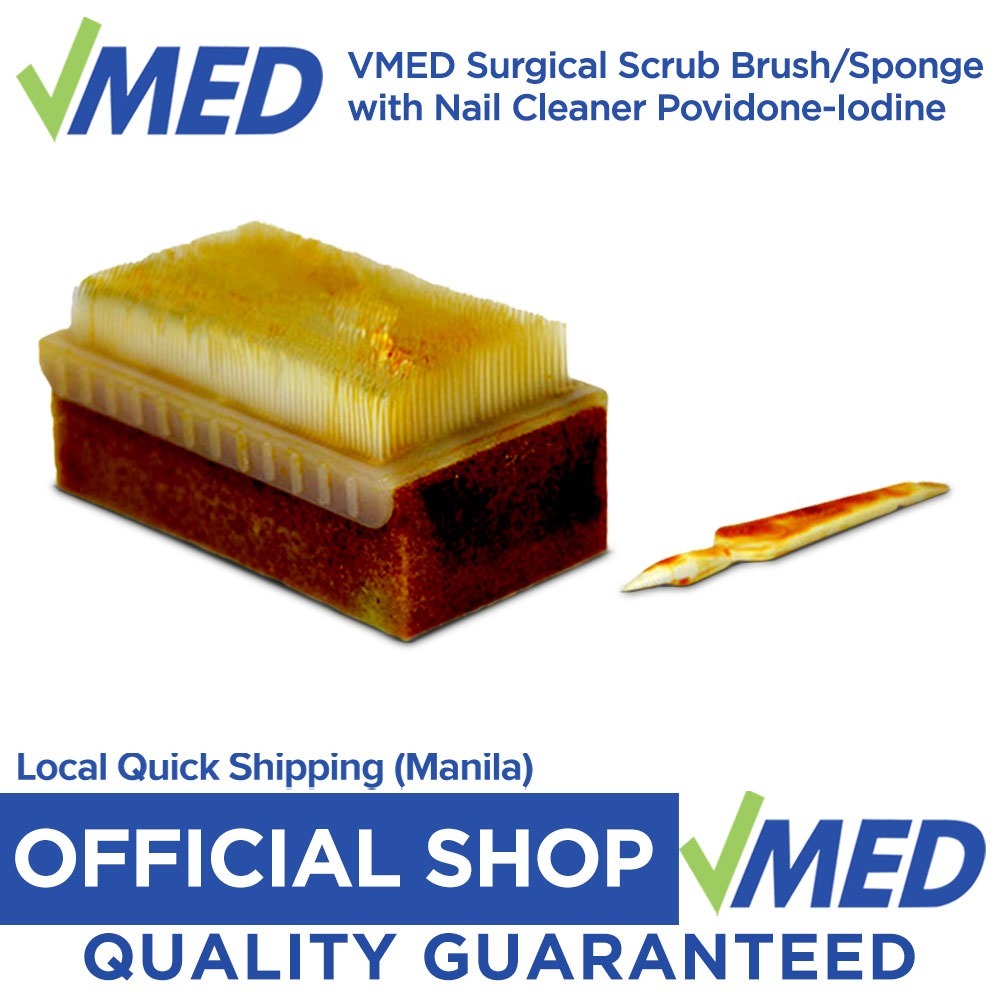 VMED Surgical Scrub Brush/Sponge with Nail Cleaner Povidone-Iodine ...