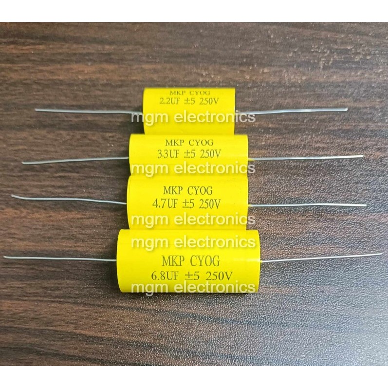 1pc non polar capacitor 250v 2.2/ 3.3/ 4.7/ 6.8 micro farad MKP (YELLOW ...