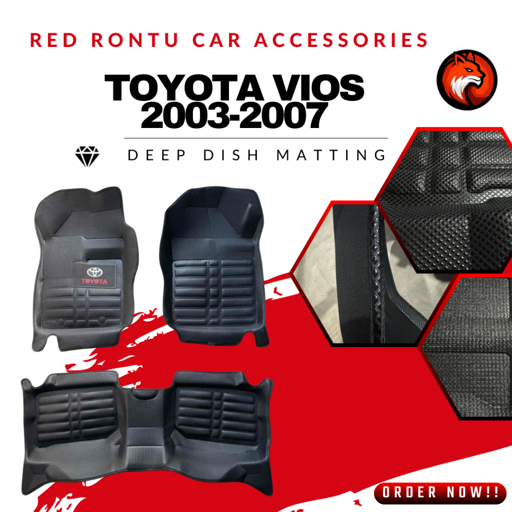2003-2007 Toyota Vios Gen1 (Robin) Premium Diamond Deep Dish Car Floor ...