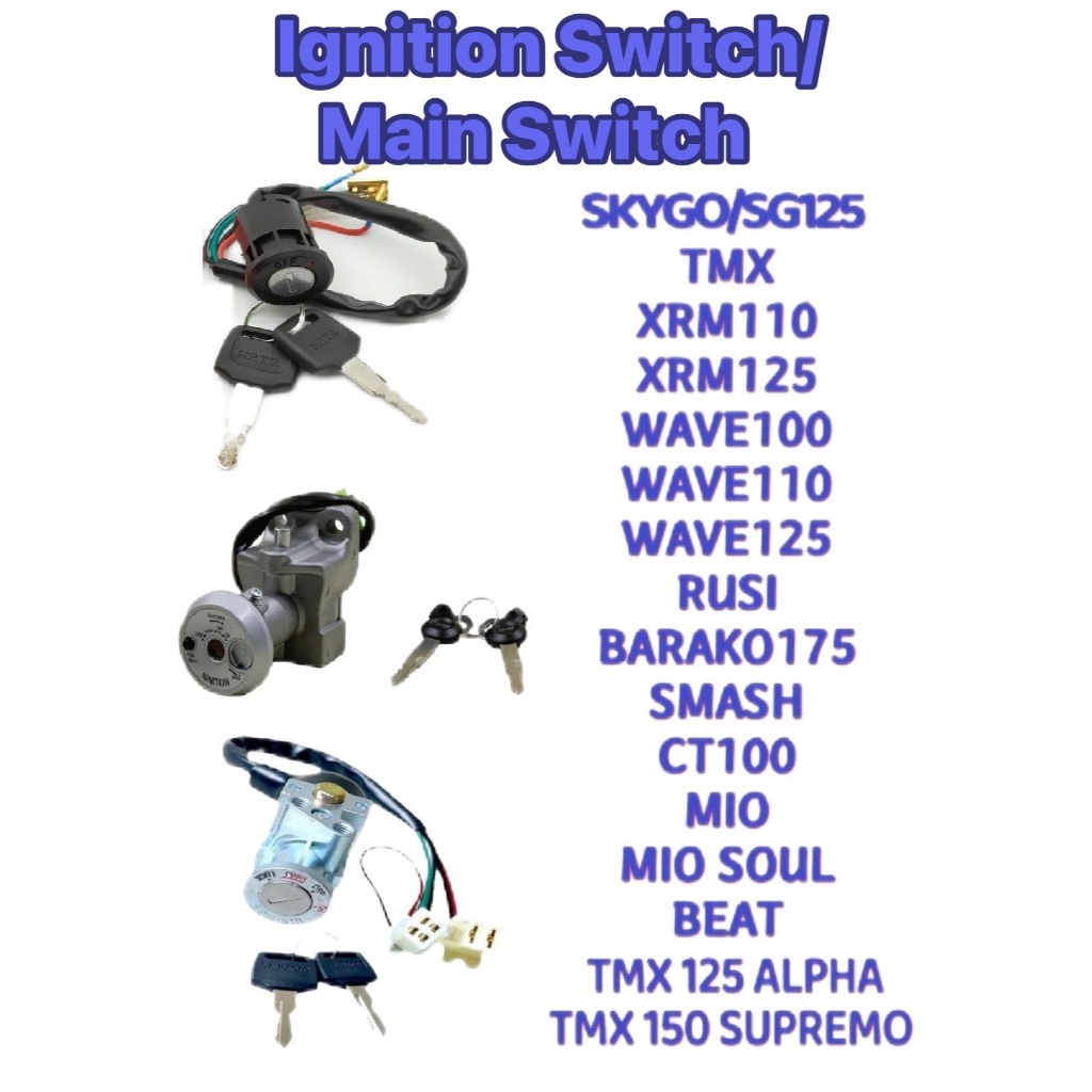 Main Switch/Ignition Switch For Tmx/Xrm/Wave/Rusi/Barako/Smash/Mio ...