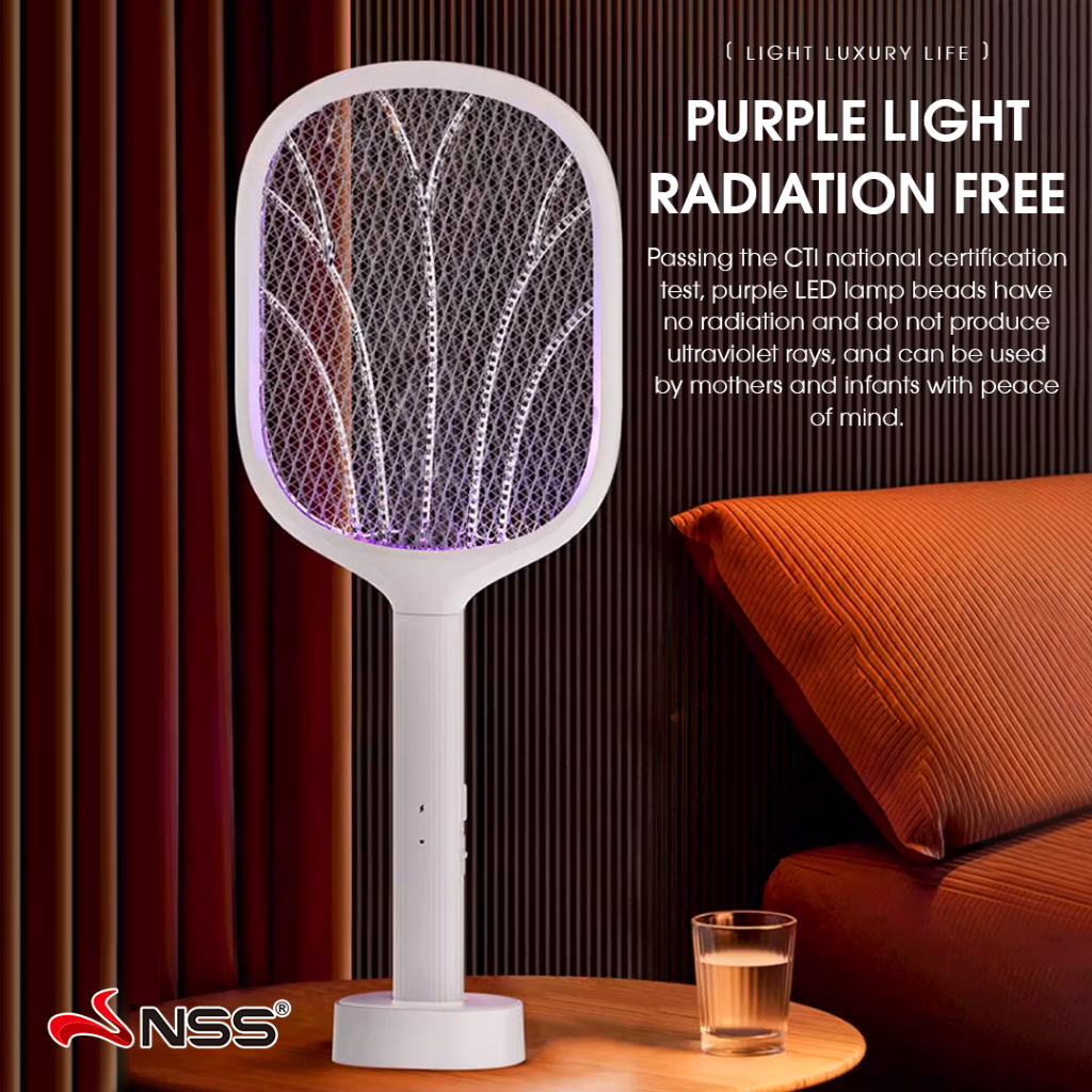 NSS Rechargeable Mosquito Swatter 2-in-1 Mosquito Swatter Purple Light ...