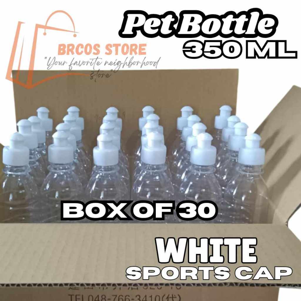 BRCos 30 PCS (350 mL) Empty Clear Plastic Bottles With White Sports Cap ...