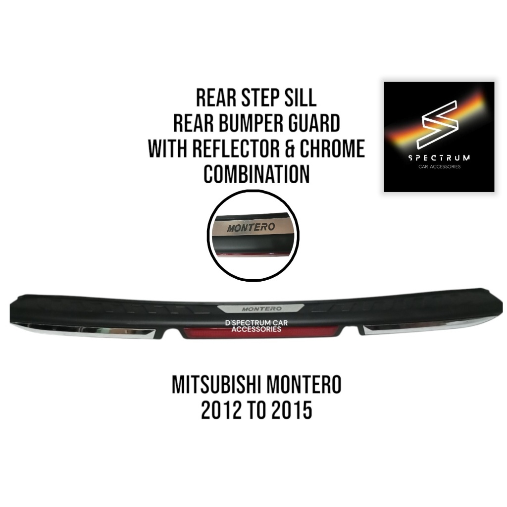 REAR STEP SILL/REAR BUMPER GUARD W/ REFLECTOR, BLK. & CHROME COMBI ...