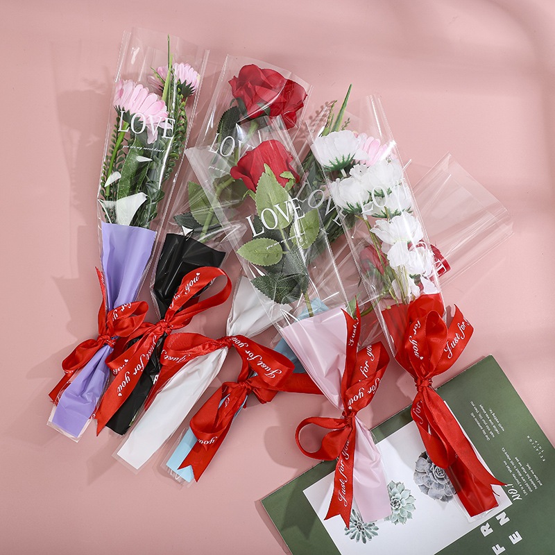 50pcs Love Flower Wrappers Thick Waterproof and Transparent Bouquet ...