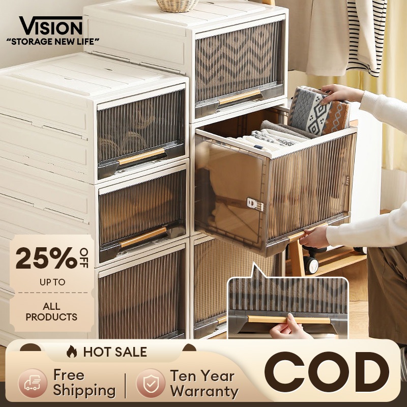 Vision Foldable Drawer Cabinet For Clothes Stackable Plastic Storage ...
