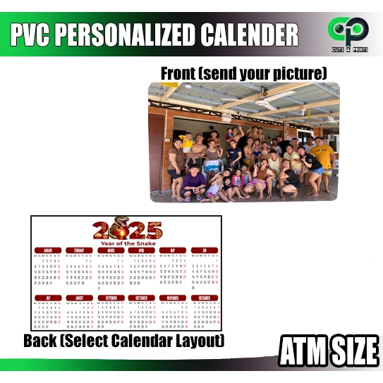 PVC ATM SIZE 2025 CALENDAR with personalized picture two sided ...