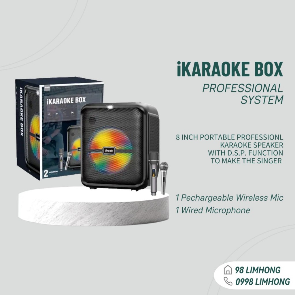 Brodu BTS-1740 Subwoofer Speaker With Rechargeable Wireless Microphone ...