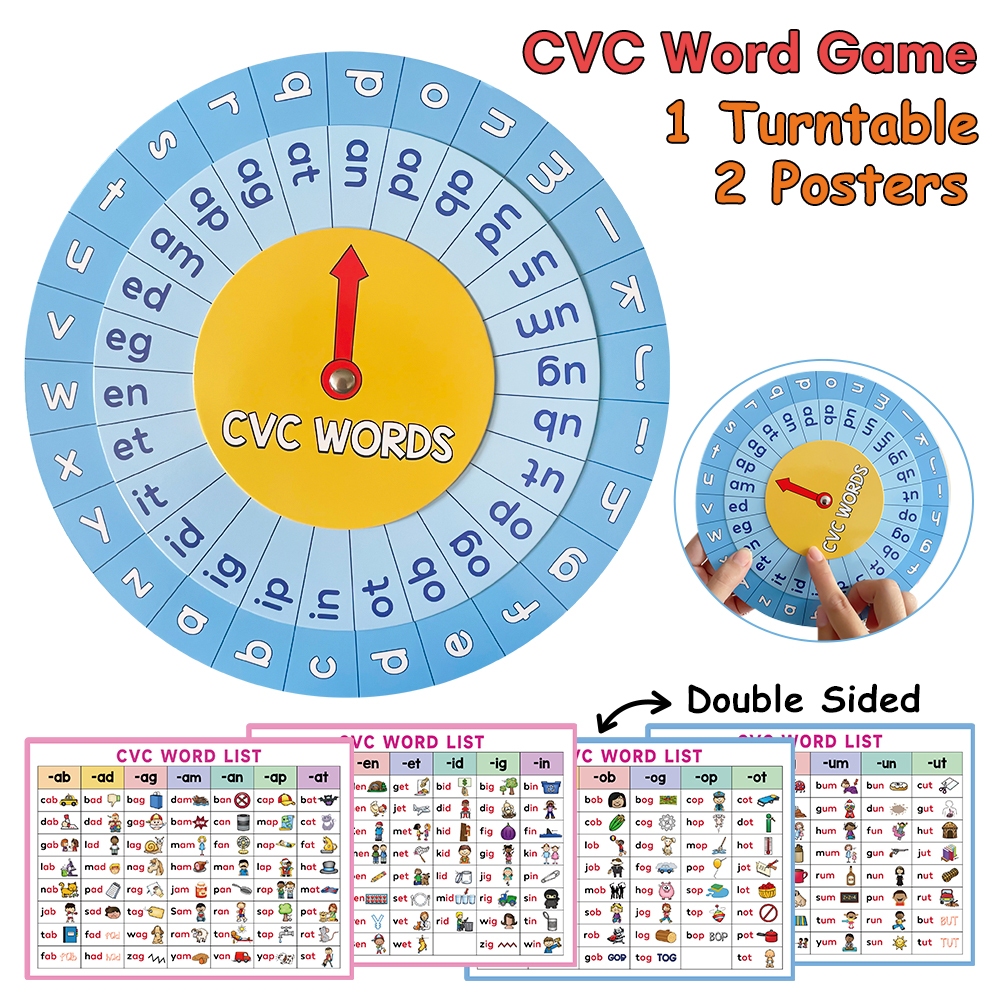 CVC Phonics Matching Game Kids Preschool Early Educational English ...