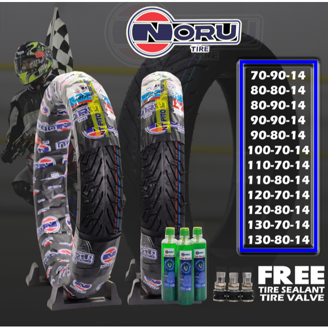 NORU TIRE FOR MOTORCYCLE HIGH QUALITY TUBELESS TIRES 70/90-14 80/90-14 ...