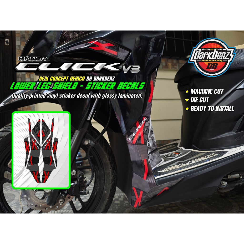 Honda Click V3 New Concept "G" for Side Fairing Printed Sticker Decals ...