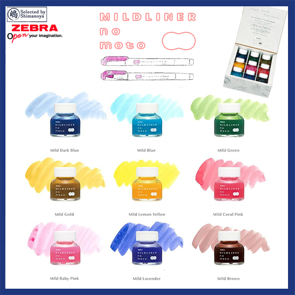 ZEBRA mildliner Water-based pigment ink Complete set glass pen ...