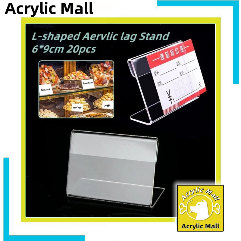 20pcs Acrylic Sign Holder Clear Plastic Table Top Name Card Price Tag ...