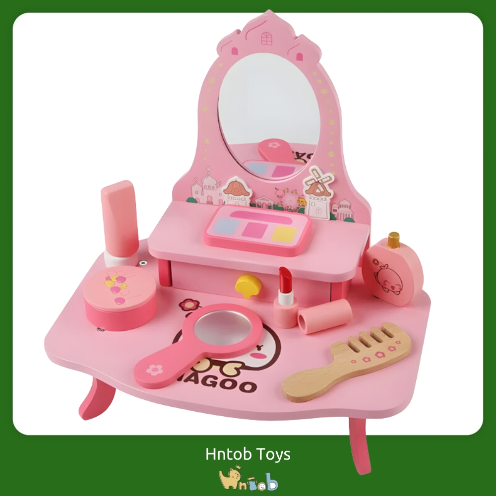 Hntob 32*30cm Wooden Dresser Set Little Princess Dressing Table Play ...