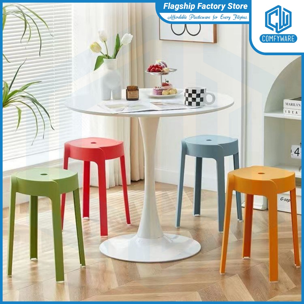 Stackable Plastic Stool Bench Nordic Style Chair Household Tournado ...