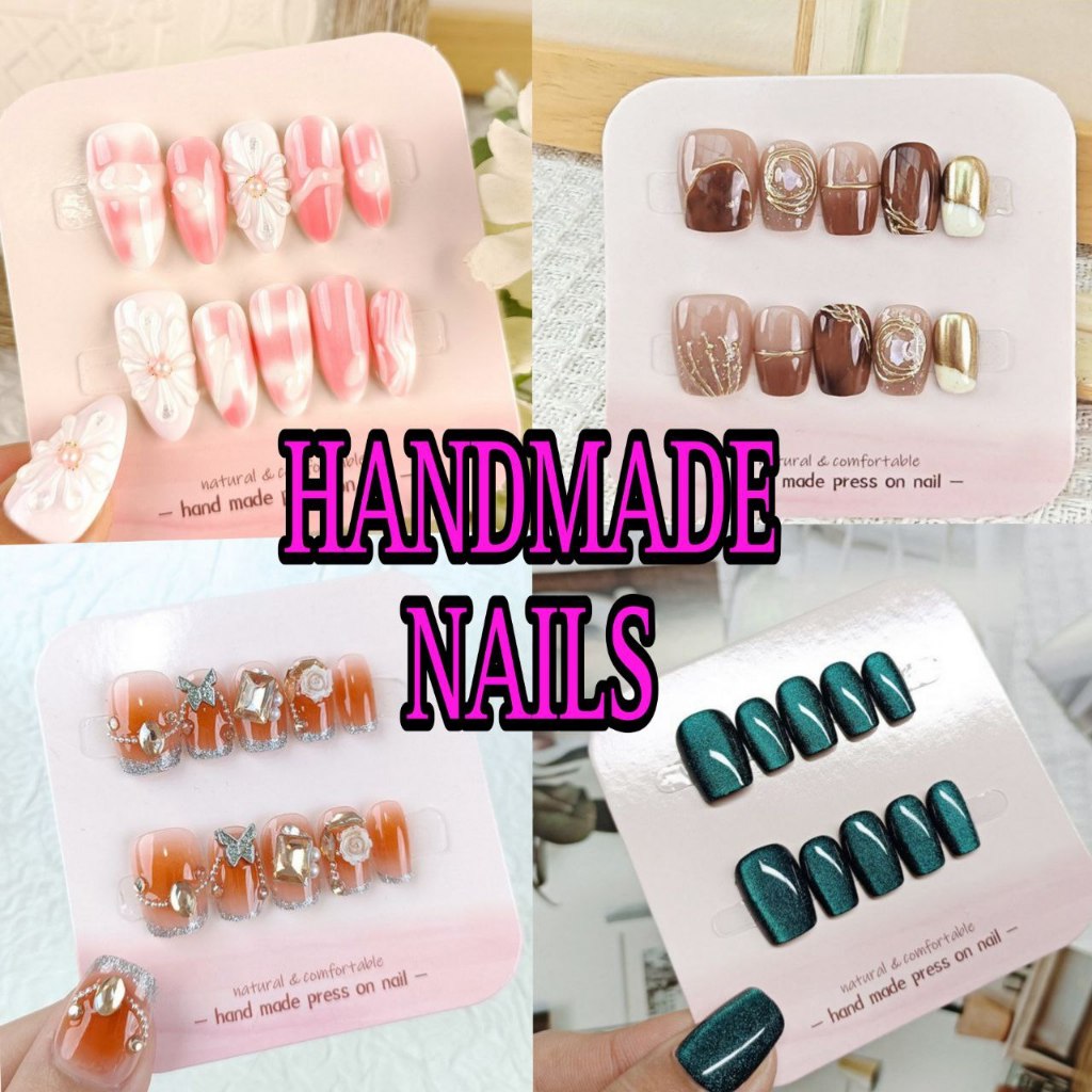 10 Pieces Handmade Press on False Nails Set | Shopee Philippines