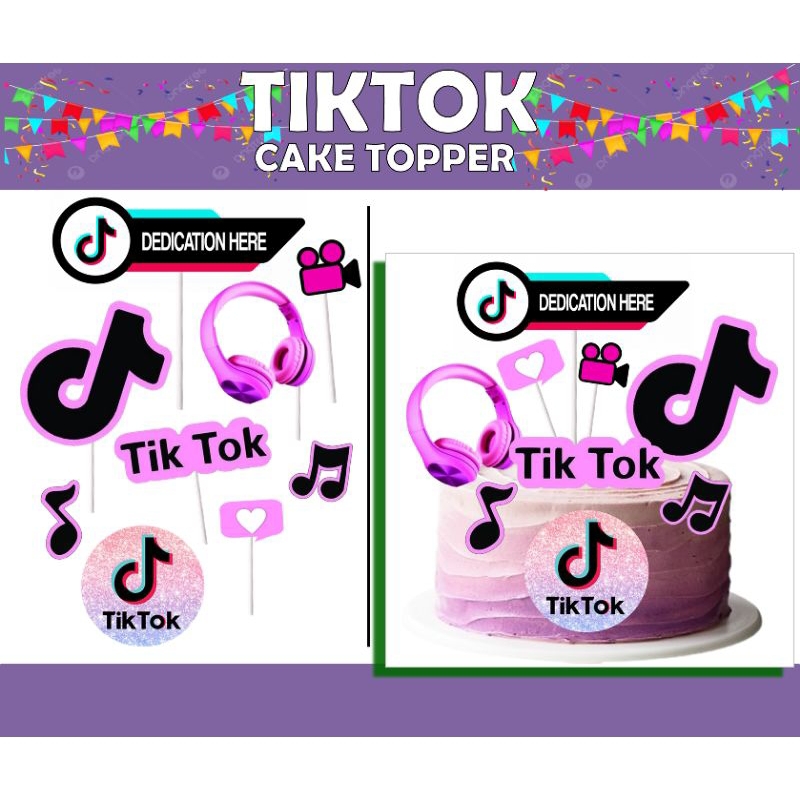 Tik Tok Cake and Cupcake Topper ( MACHINE CUT WATERPROOF) | Shopee ...