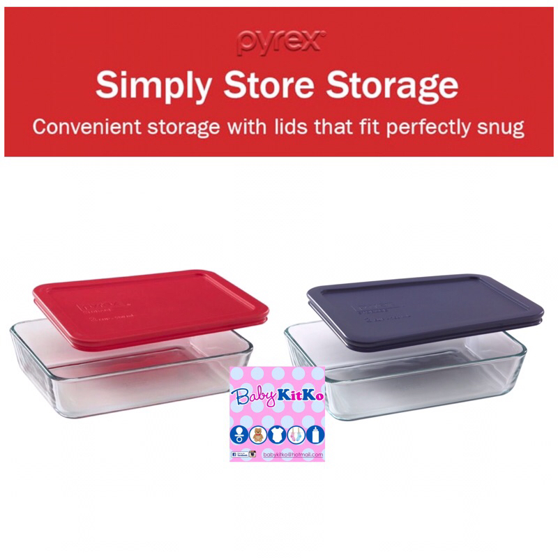 Pyrex 3-cup Rectangular Glass Food Storage Container with Red Lid ...