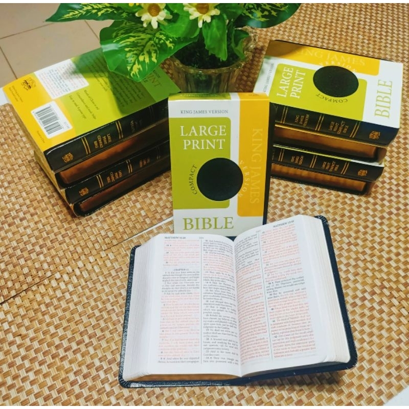 BONDED LEATHER COVER COMPACT KJV HOLY BIBLE LARGE PRINT GOLD EDGE - RED ...