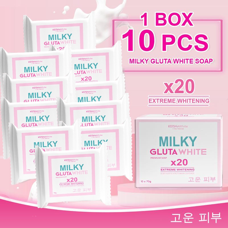 10 Pcs Keisha Milky Gluta White Bar Soap 20x Whitening 70g Extreme ...