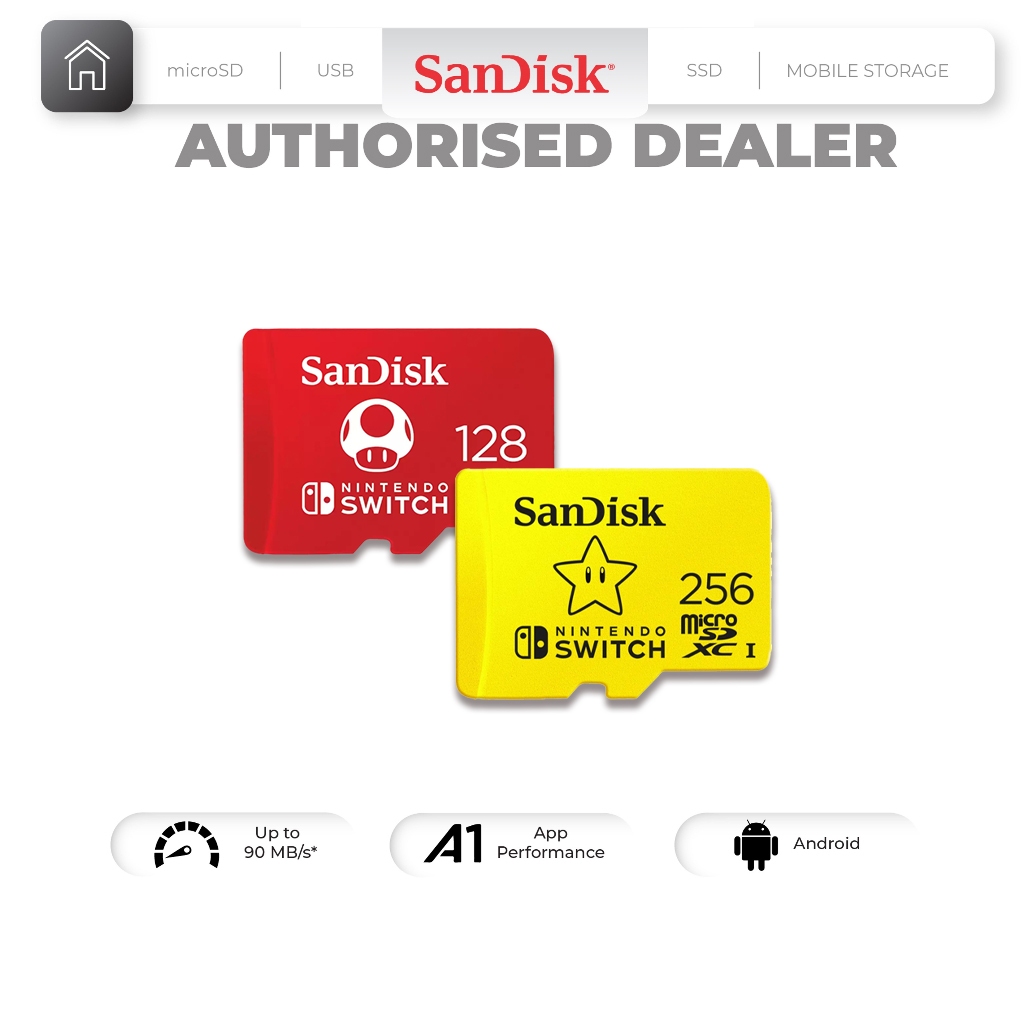 SanDisk Nintendo Switch 128GB/256GB MicroSD Card UHS-I C10 Memory Card ...
