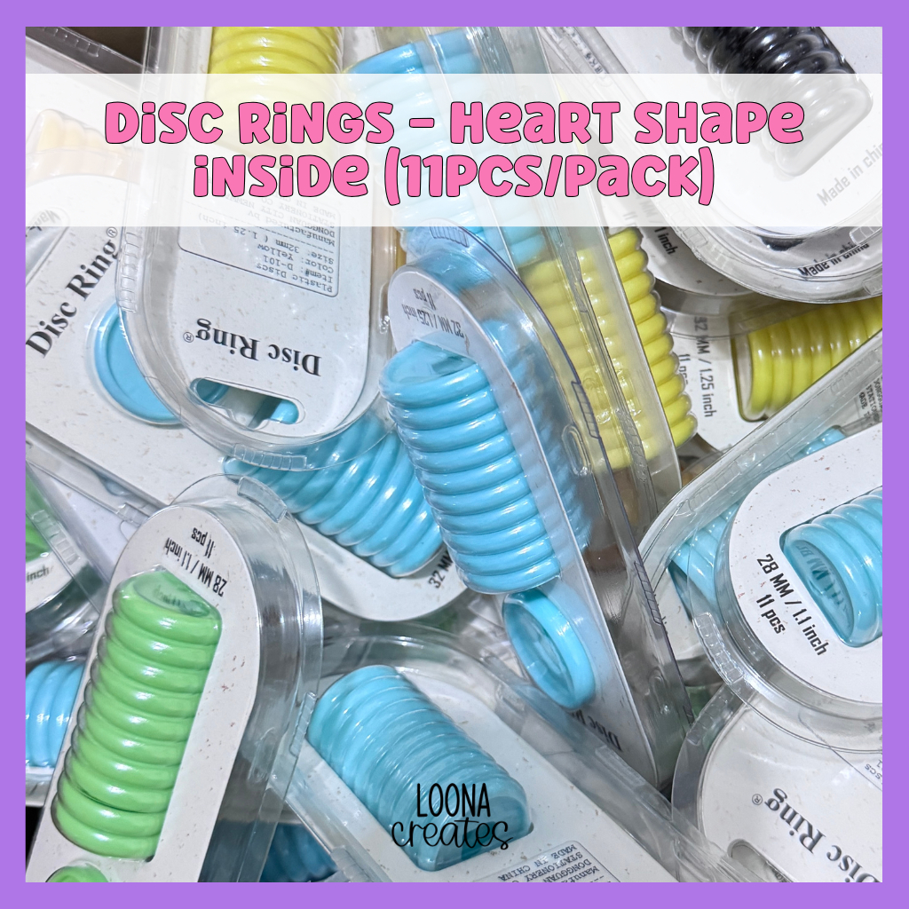 11PCS. Heart Plastic Disc Bound Rings for Journal, Scrapbook, Planner ...