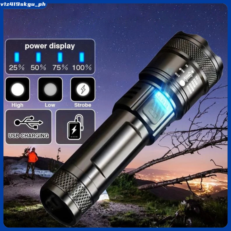 Super Bright LED Flashlight Rechargeable Waterproof Outdoor Heavy Duty ...