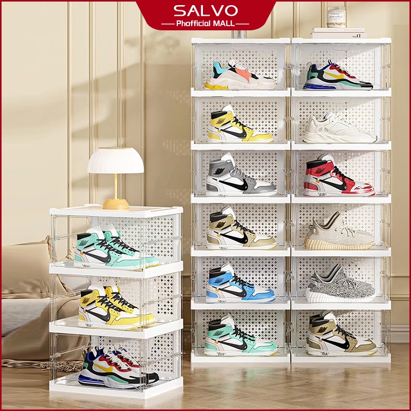 SALVO Foldable Shoe Box Storage Shoe Cabinet Dust Proof Storage Cabinet ...
