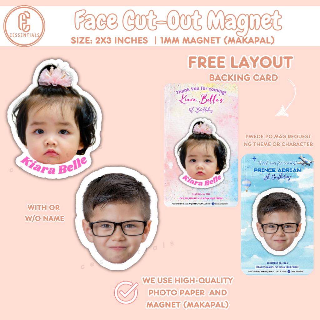 CESSENTIALS (PER PIECE) Personalized Face Cut-Out Magnet Souvenir ...