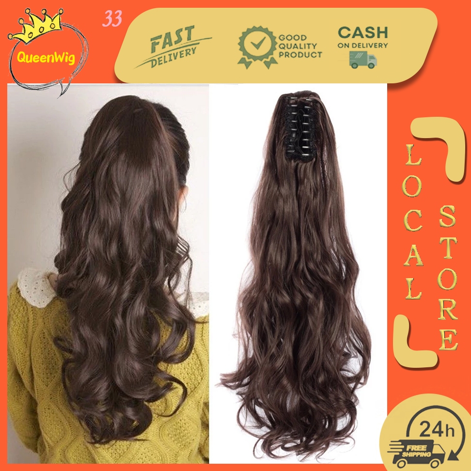 55CM Long Curly Hair Wig Clip Ponytail Wig For Woman Hair Wig Claw Clip ...