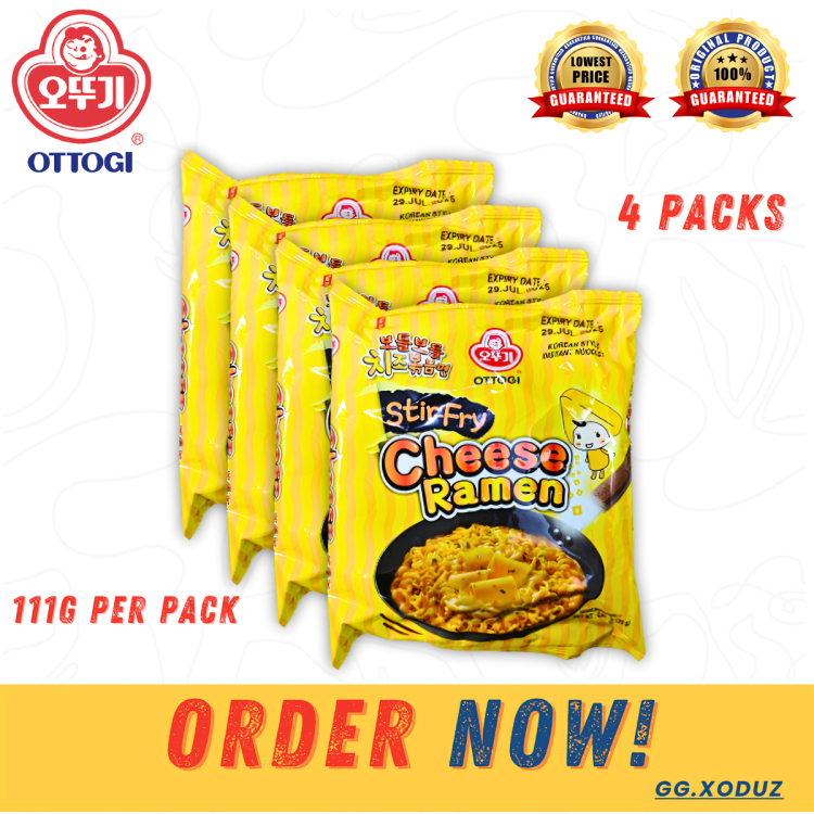 [OTTOGI] STIR FRY Cheese Ramen [111g x 4pk] Instant Korean Noodles Soup Rich Flavor w/ Savory ...